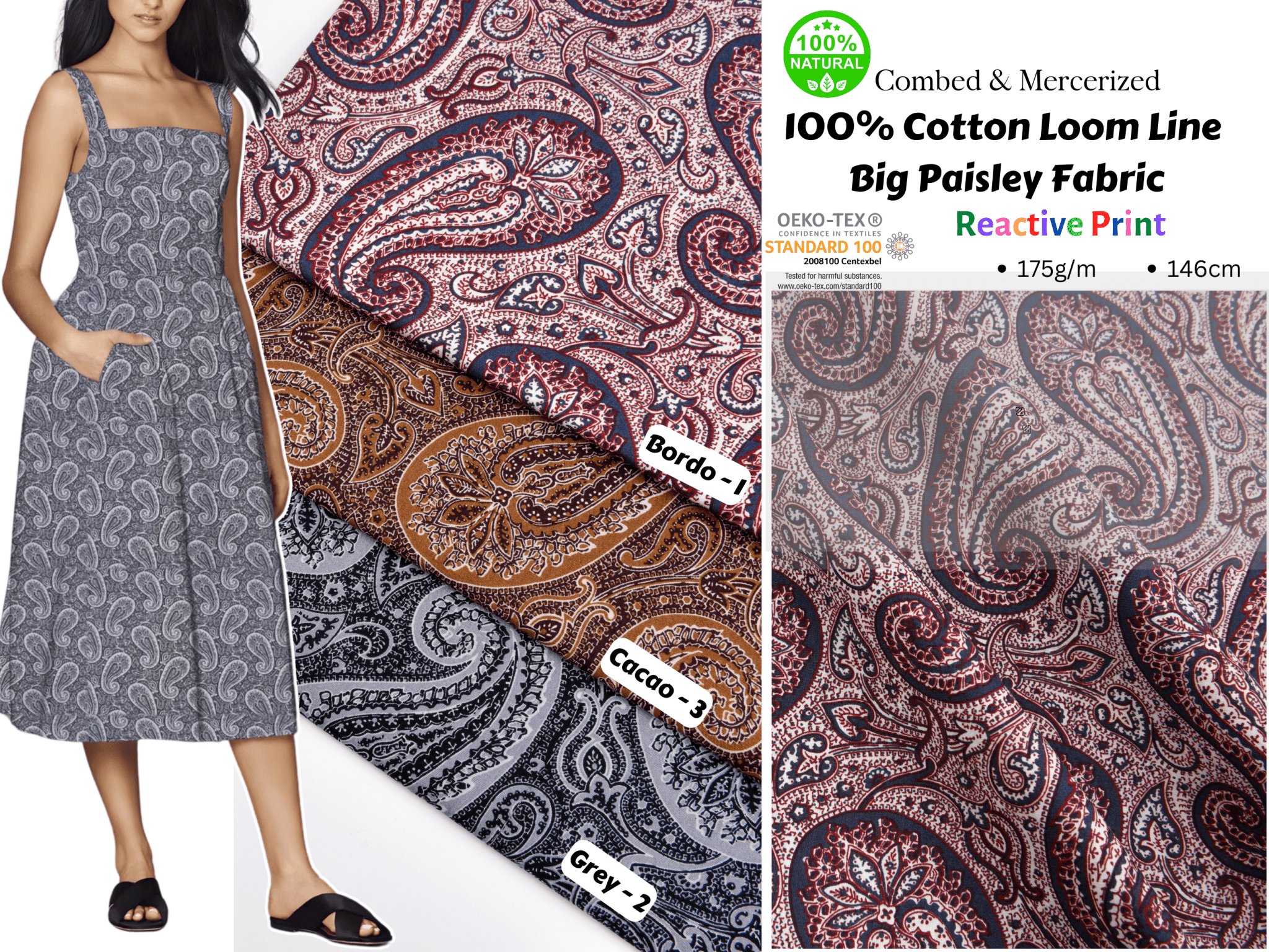100% Cotton Loom Line Big Paisley Fabric - 189 – G.k Fashion Fabrics