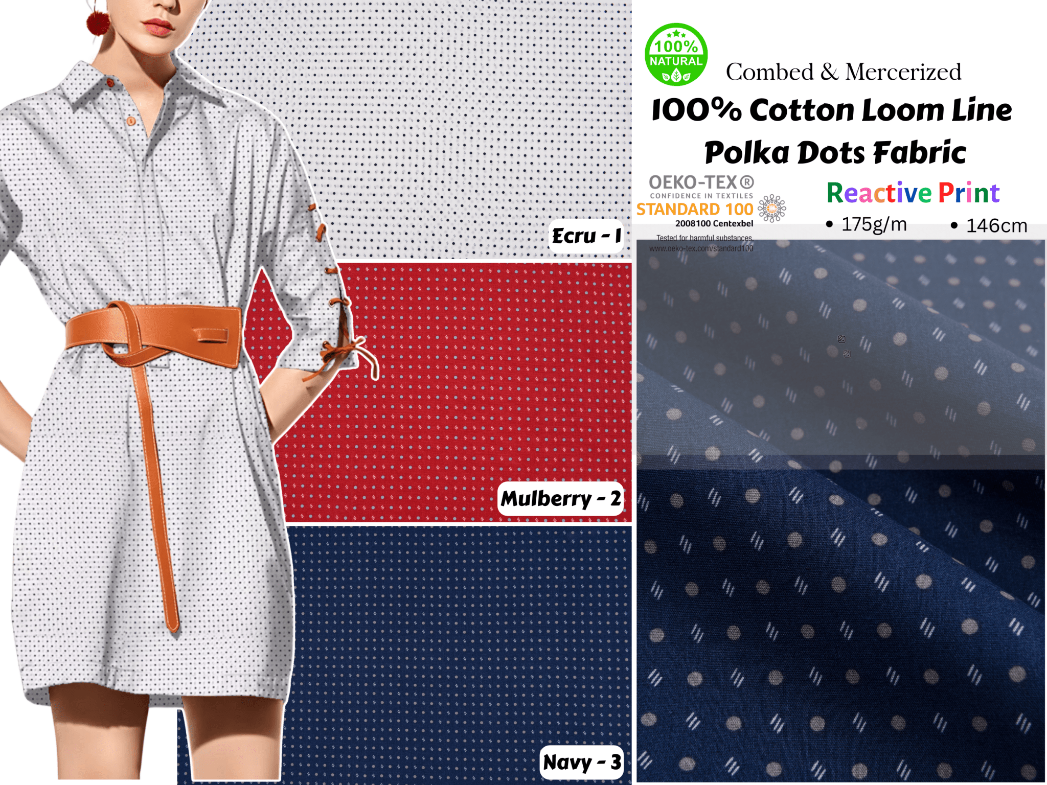 100% Cotton Loom Line Polka Dots Fabric - 036 – G.k Fashion Fabrics