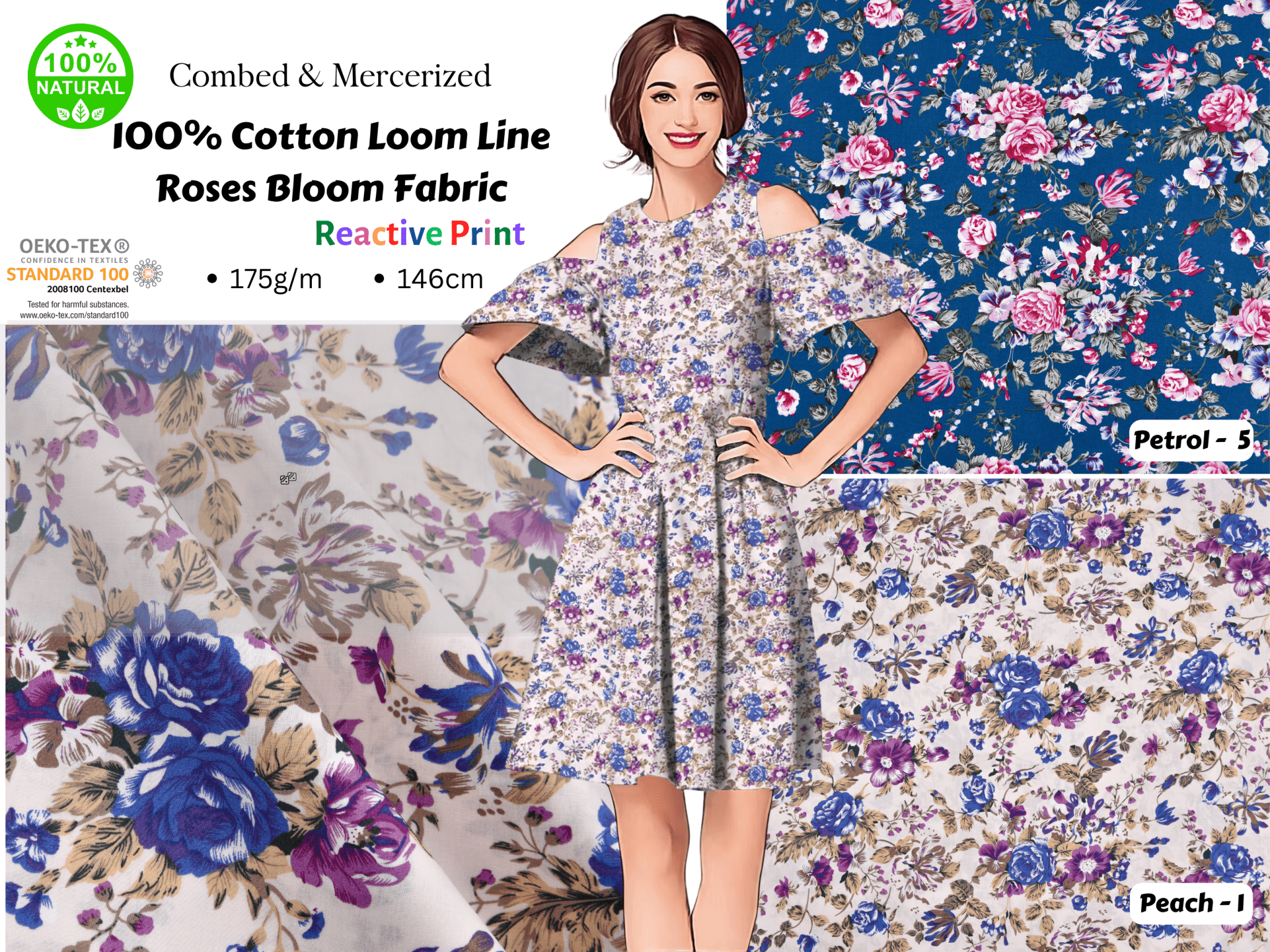 100% Cotton Loom Line Roses Bloom Fabric - 3099 – G.k Fashion Fabrics