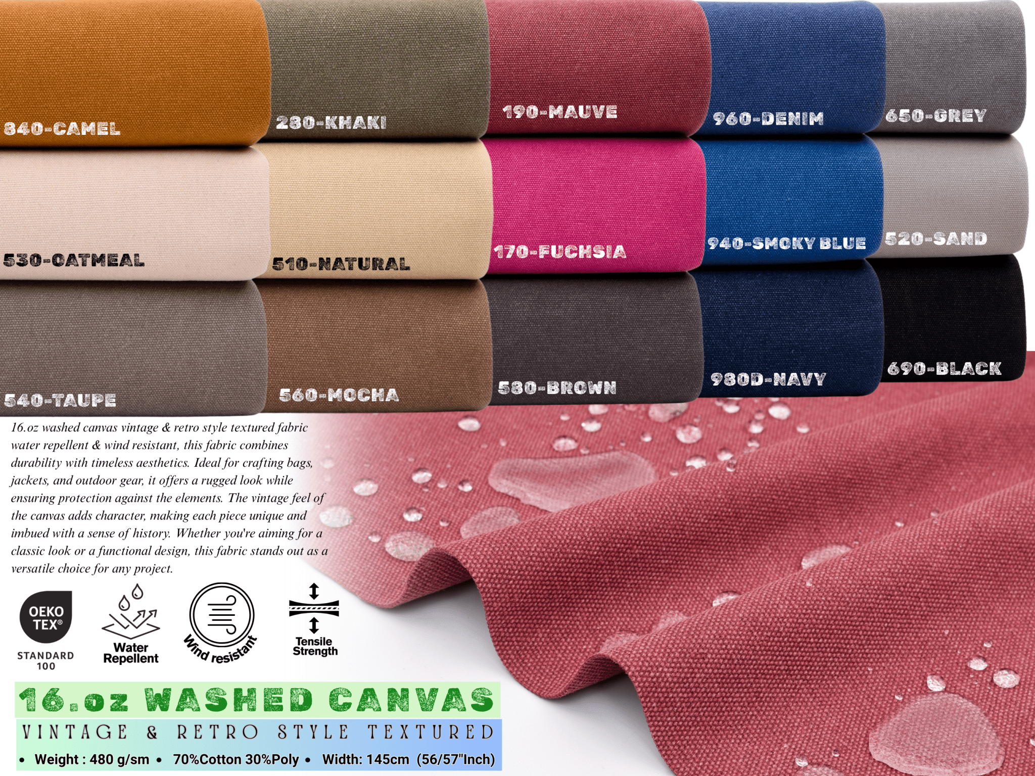 16oz Canvas Water Repellent Fabric – G.k Fashion Fabrics