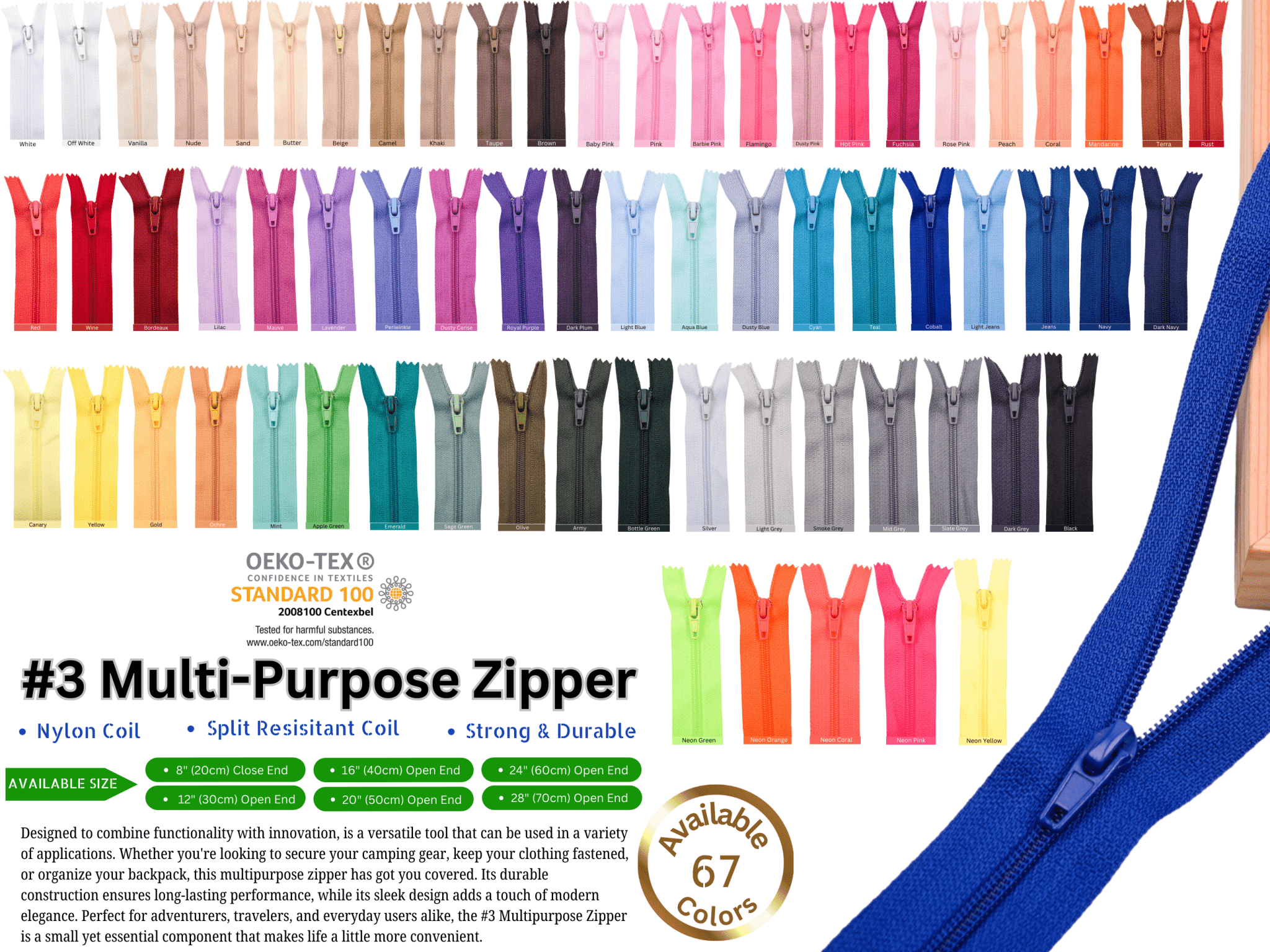 #3 Multi-Purpose Zipper - 20" (50cm) Open End – G.k Fashion Fabrics