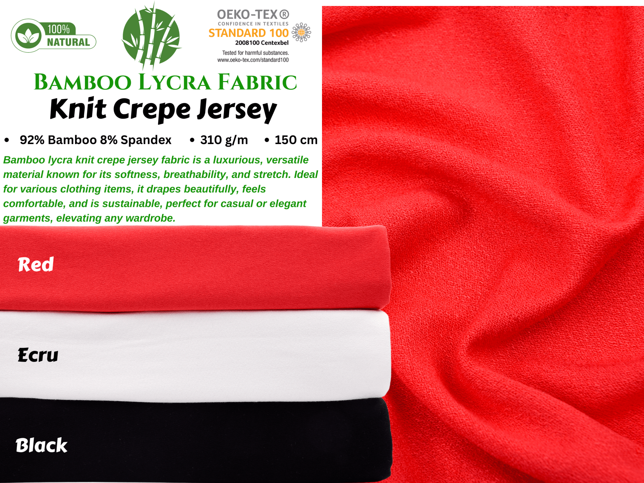 Bamboo Lycra Knit Crepe Jersey Fabric – G.k Fashion Fabrics