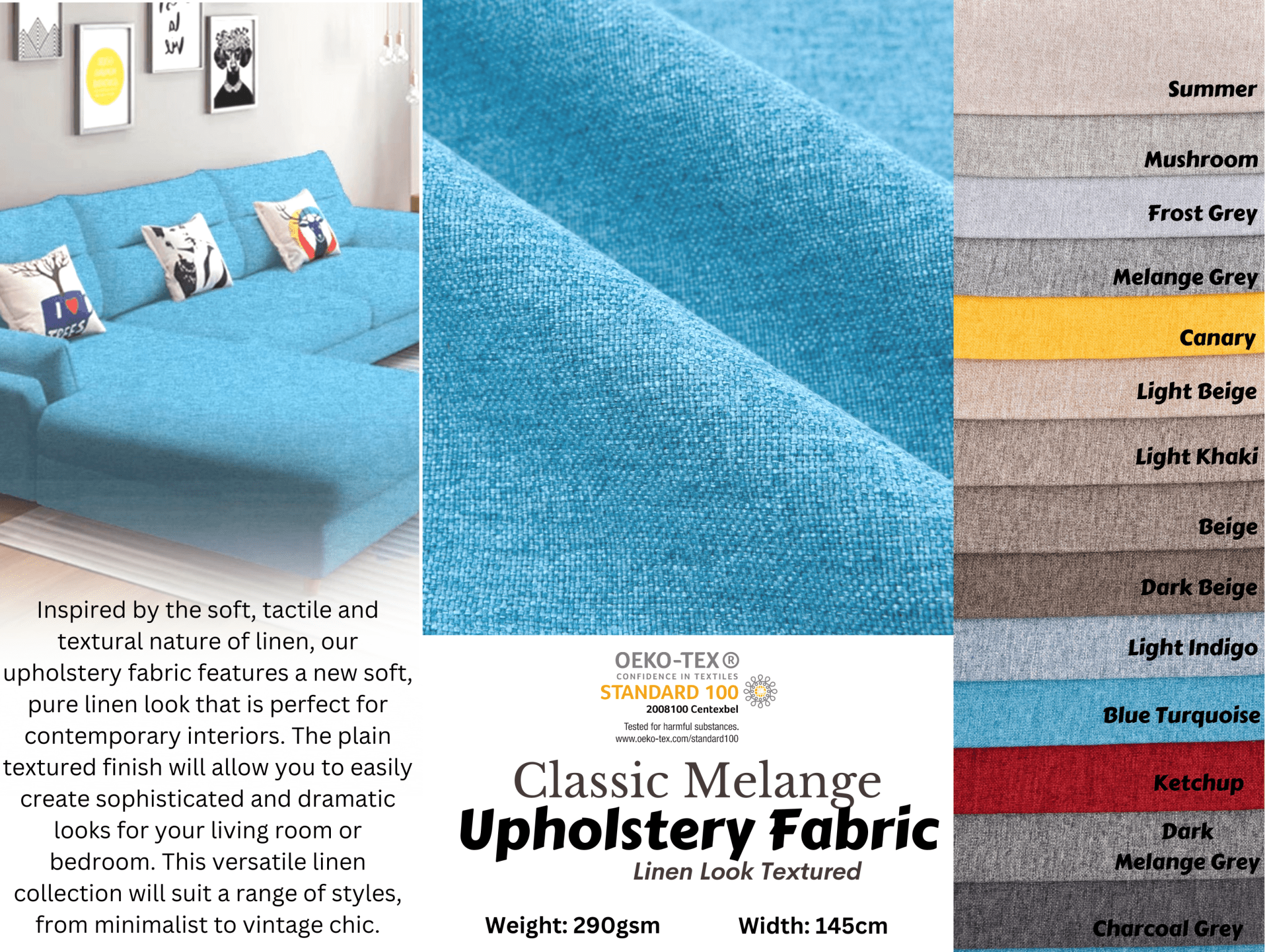 Classic Mélange Linen Look Upholstery Fabric GK-6580/22 – G.k Fashion ...