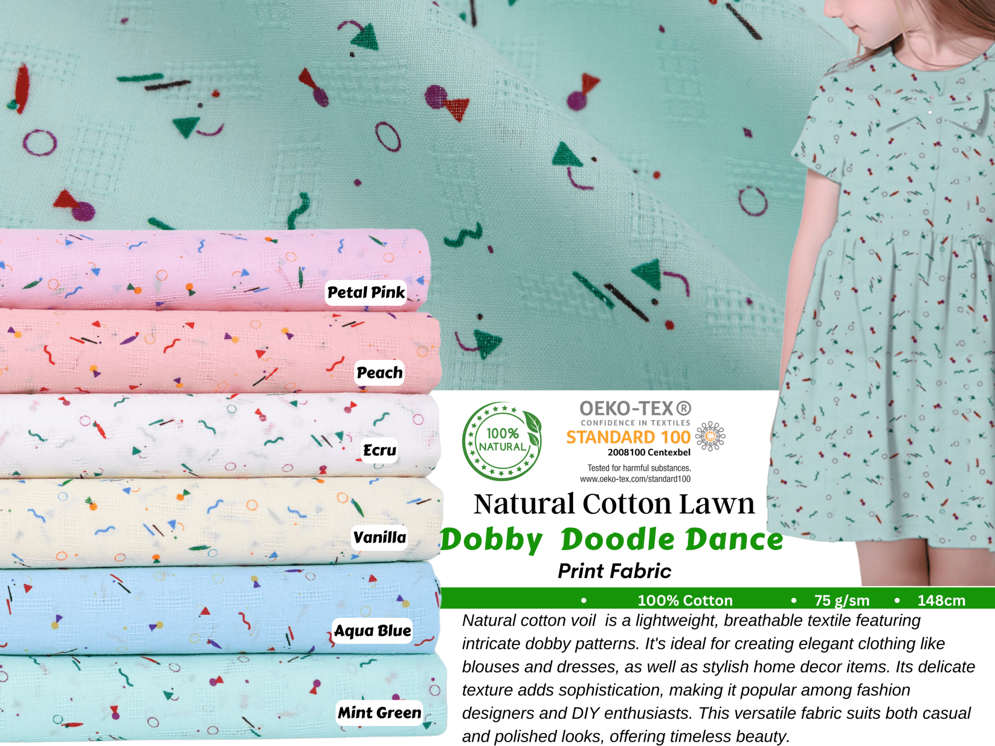 Cotton Lawn Dobby Doodle Dance Print Fabric – G.k Fashion Fabrics