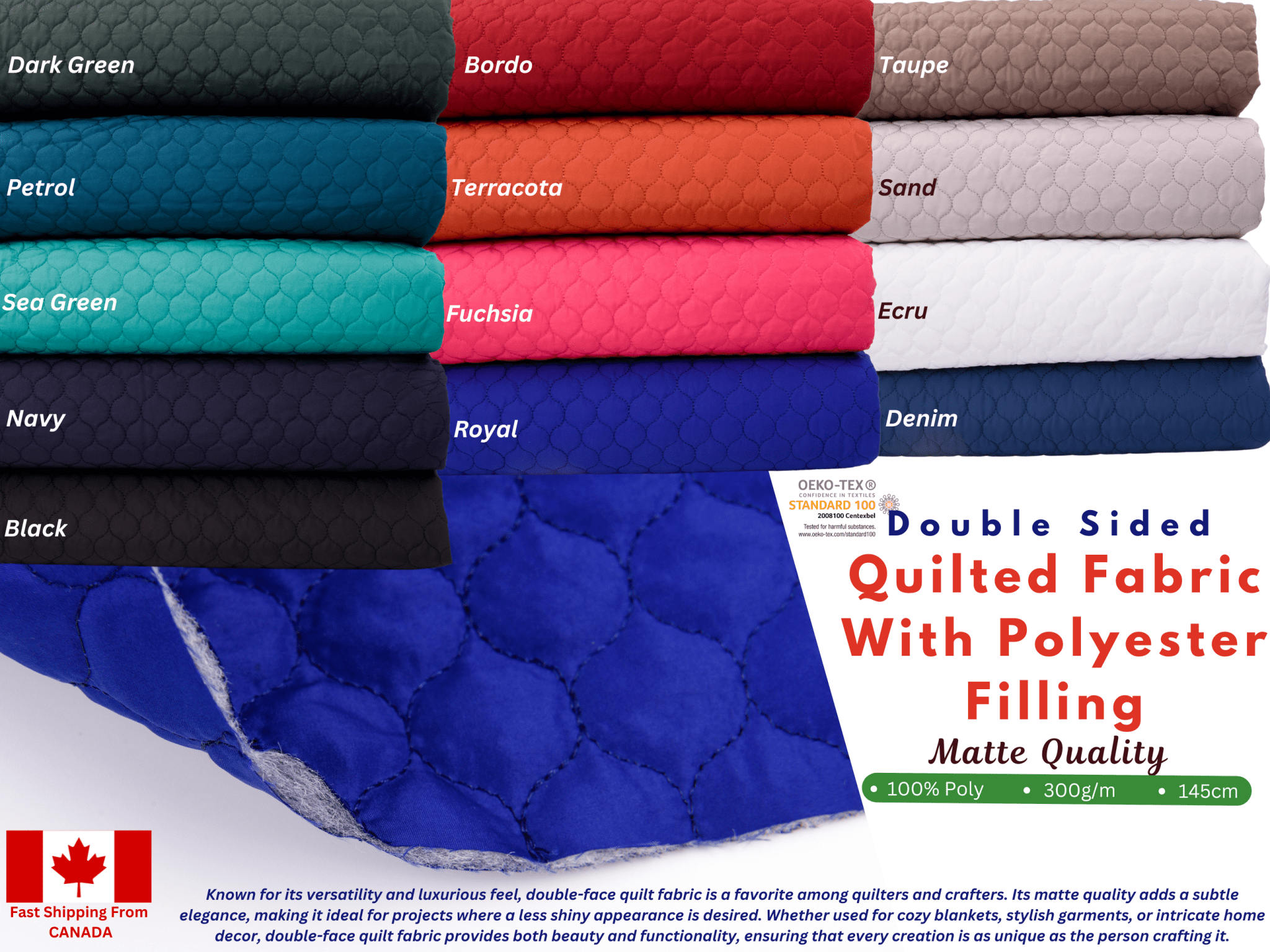 Double Sided Quilted Fabric With Polyester Filling ( Vest, Jackets ...