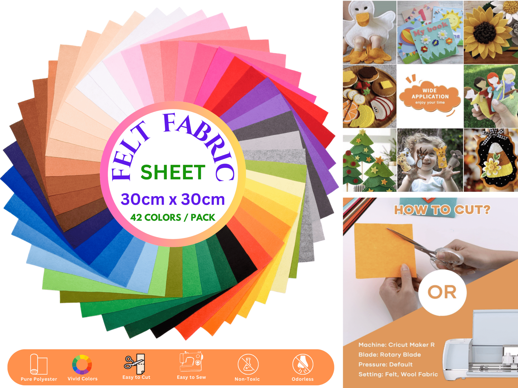 Felt Fabric Sheet (non woven) 30cm x 30cm – G.k Fashion Fabrics