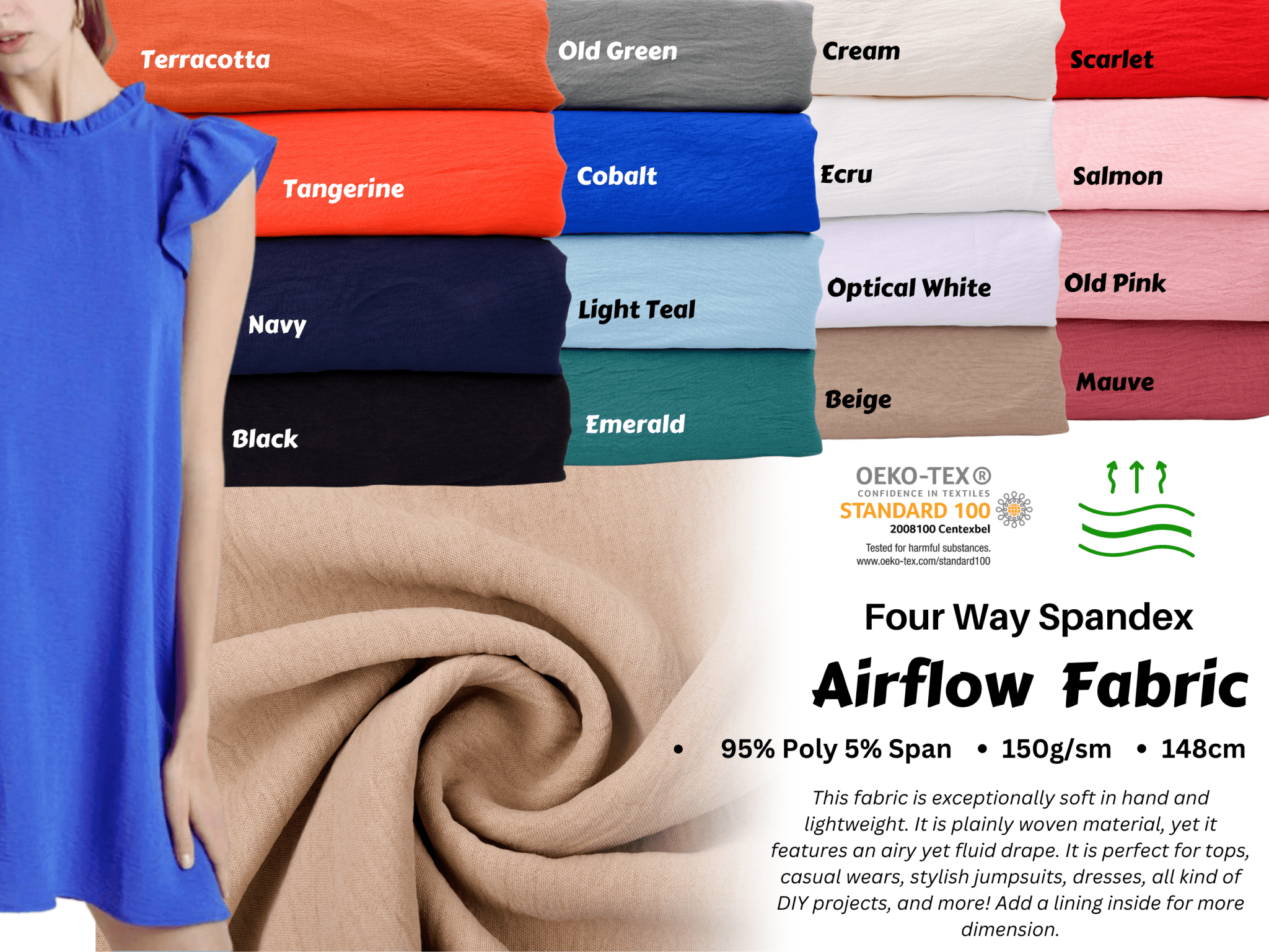Four Way Spandex Airflow Fabric – G.k Fashion Fabrics