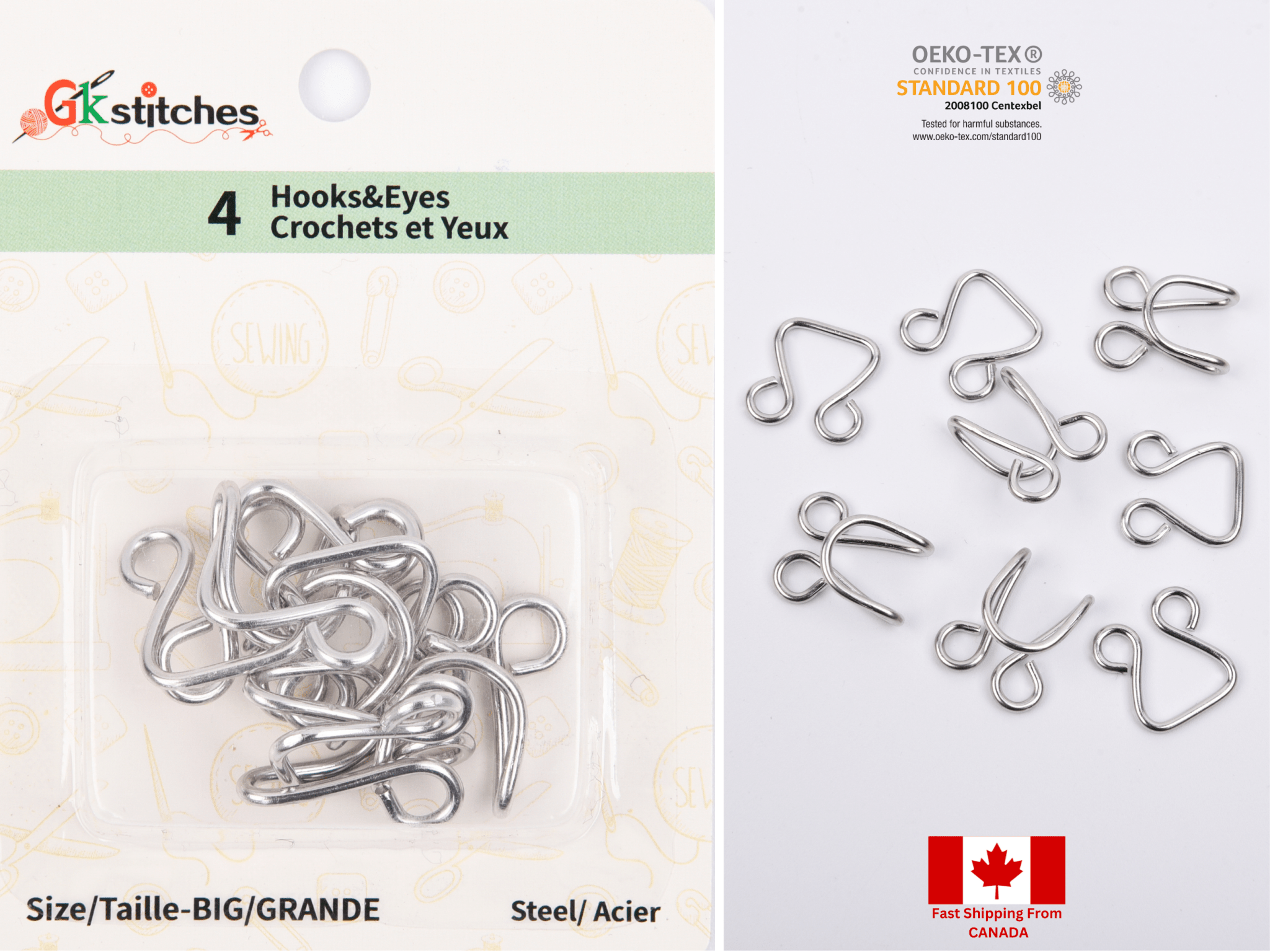 Hooks & Eyes - Steel (Big) - 4 Pack – G.k Fashion Fabrics