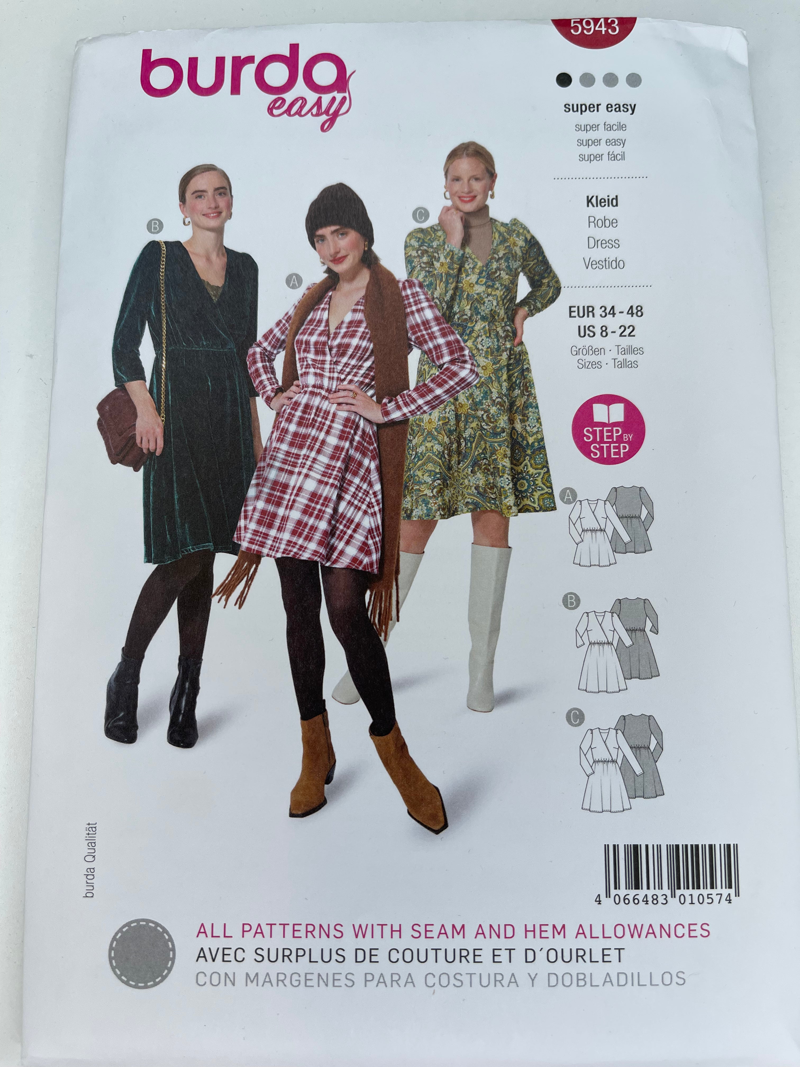 BURDA Women Dress Pattern - 5943 – G.k Fashion Fabrics