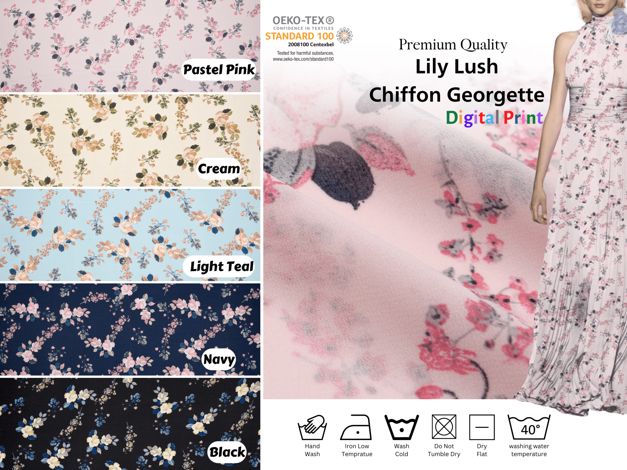 Lily Lush Chiffon Georgette Digital Print Fabric - #261 – G.k Fashion ...