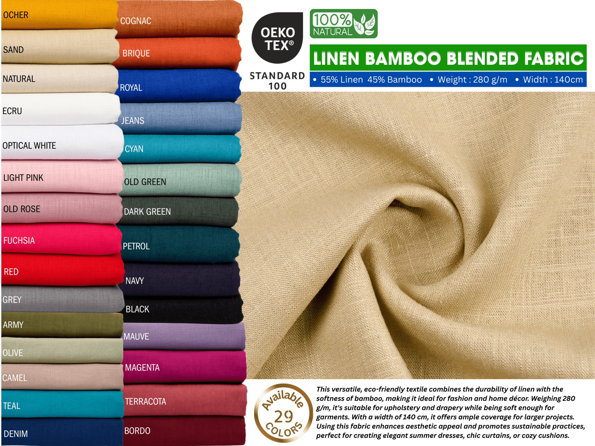 Linen Bamboo Natural Fabric – G.k Fashion Fabrics