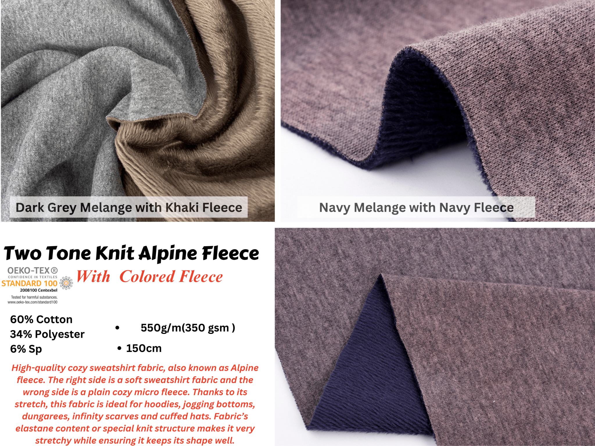 Two Tone Knit Alpine Fleece Mélange Fabric – G.k Fashion Fabrics