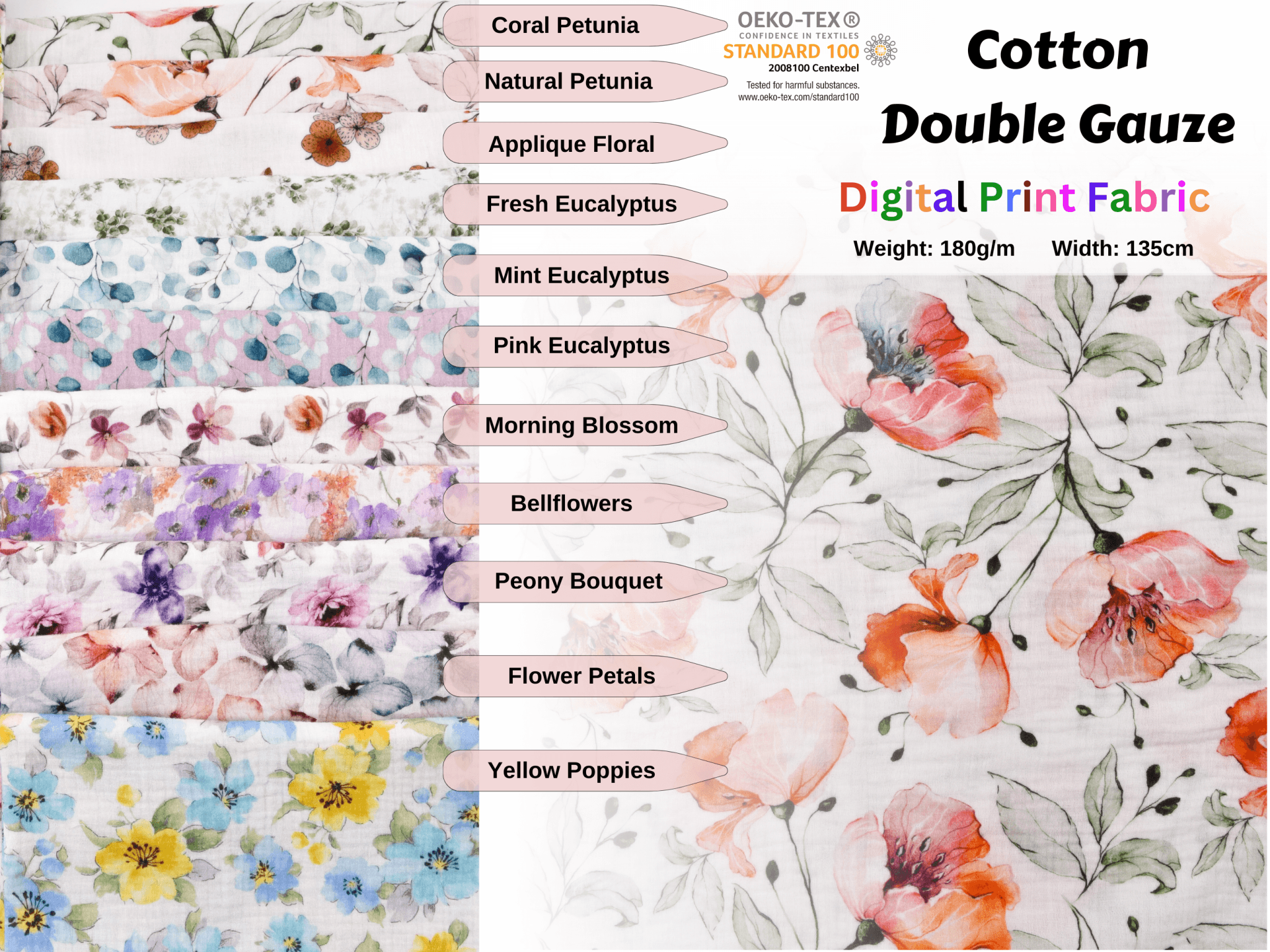 100% Cotton Double Gauze /Muslin Digital Prints Fabric -6570 – G.k ...