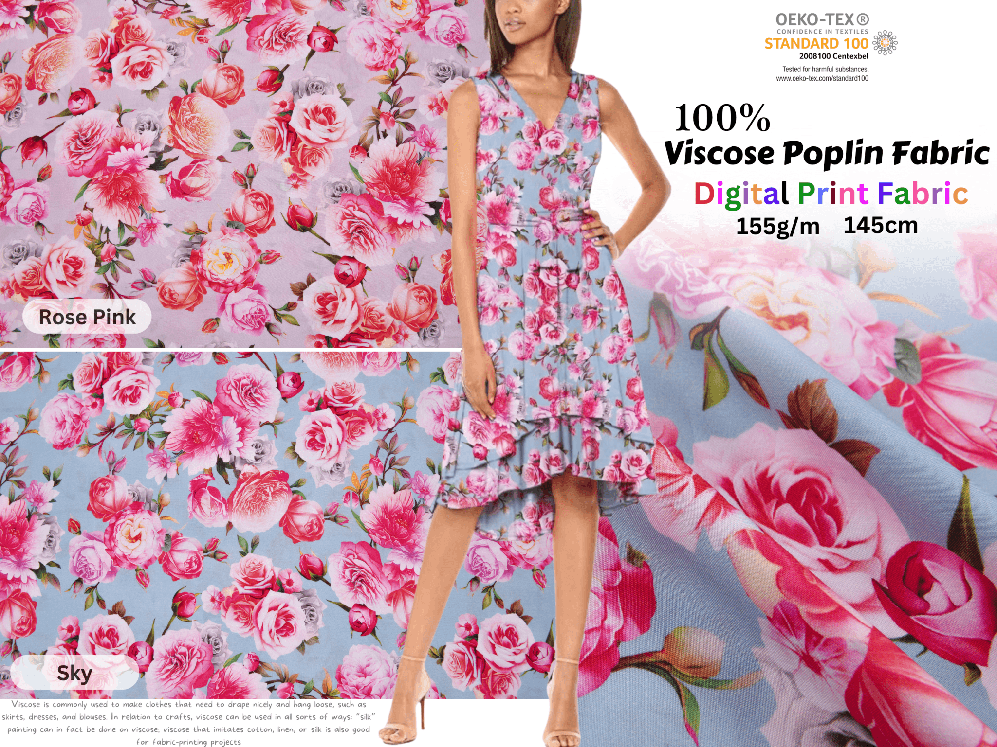 100 % Viscose Poplin Digital Print Fabric - 1080 – G.k Fashion Fabrics