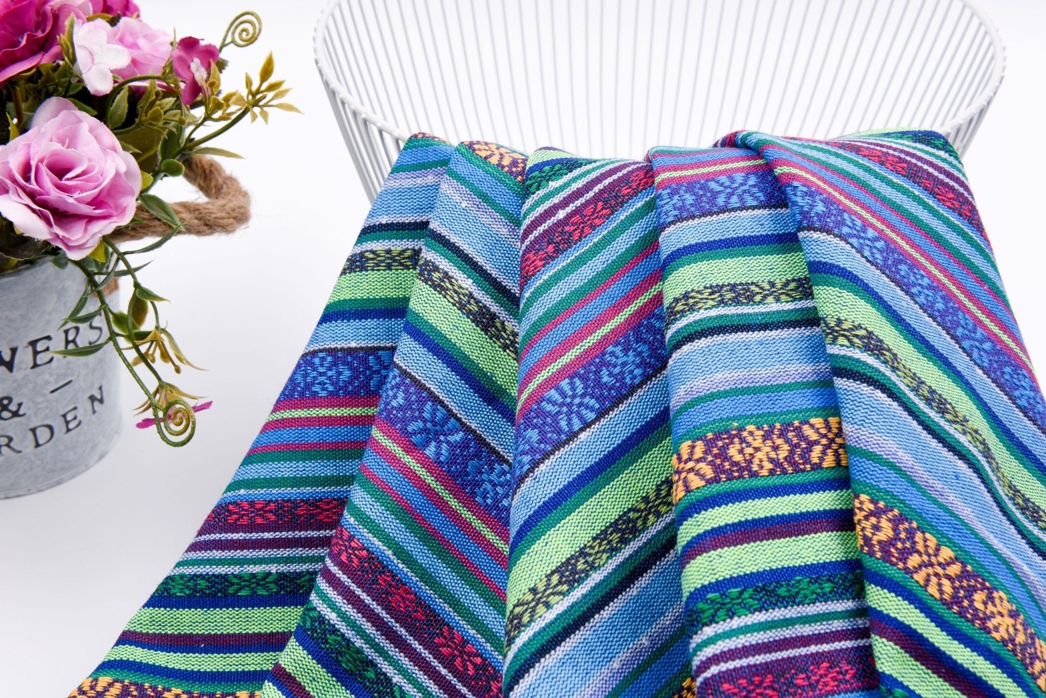 Cambaya Fabric, Traditional Mexican Fabric Colorful Stripe Fabric – G.k ...