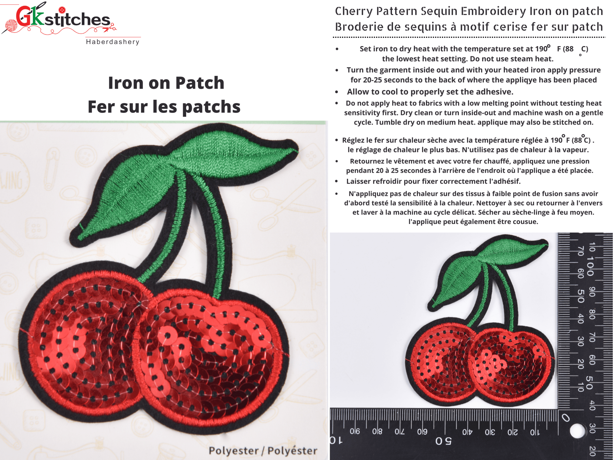 Cherry Patch on Iron (1 Piece per Pack) – G.k Fashion Fabrics