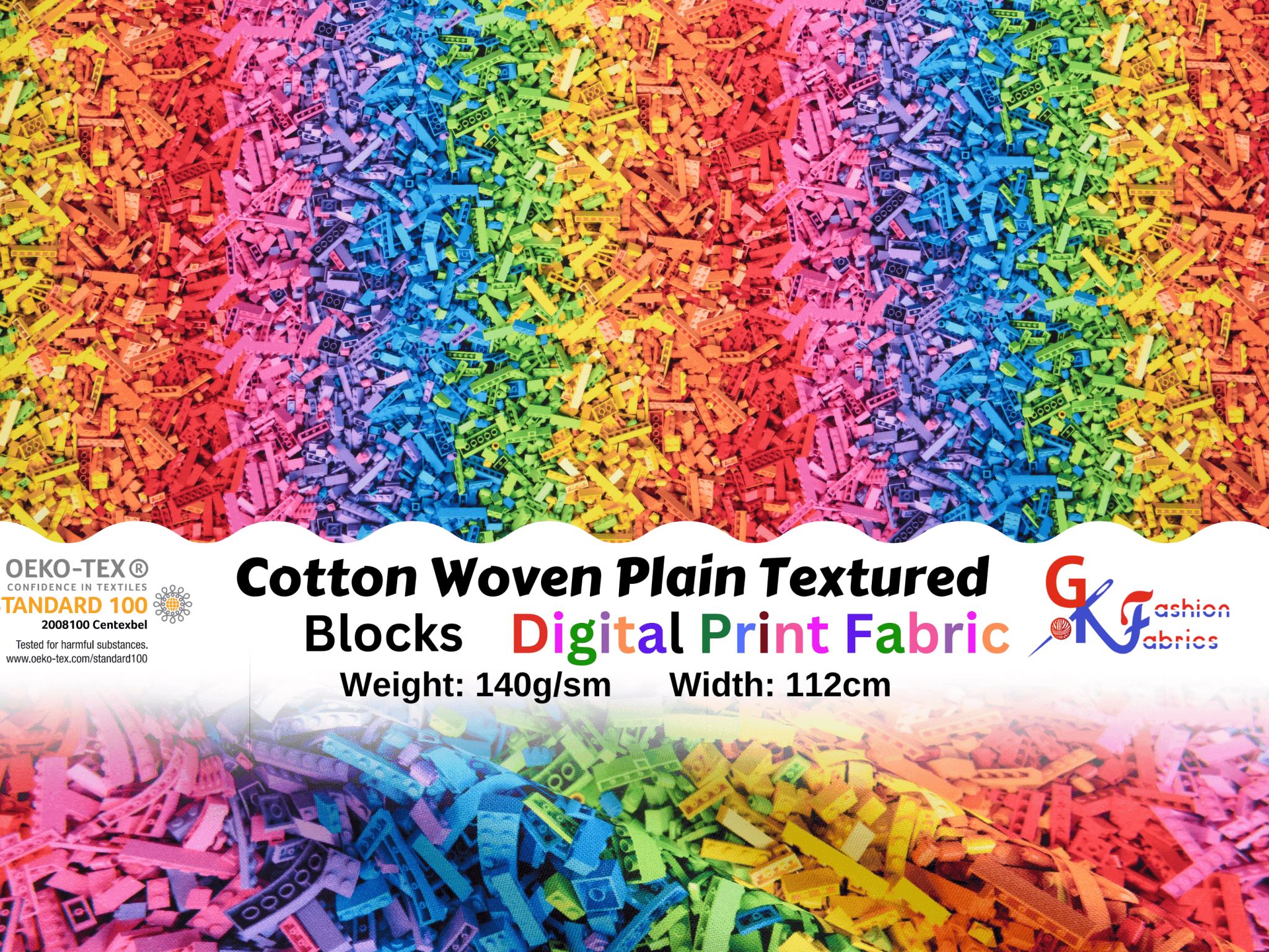 Quilted Cotton Woven Plain Textured Blocks Digital Print Fabric - D#14 ...
