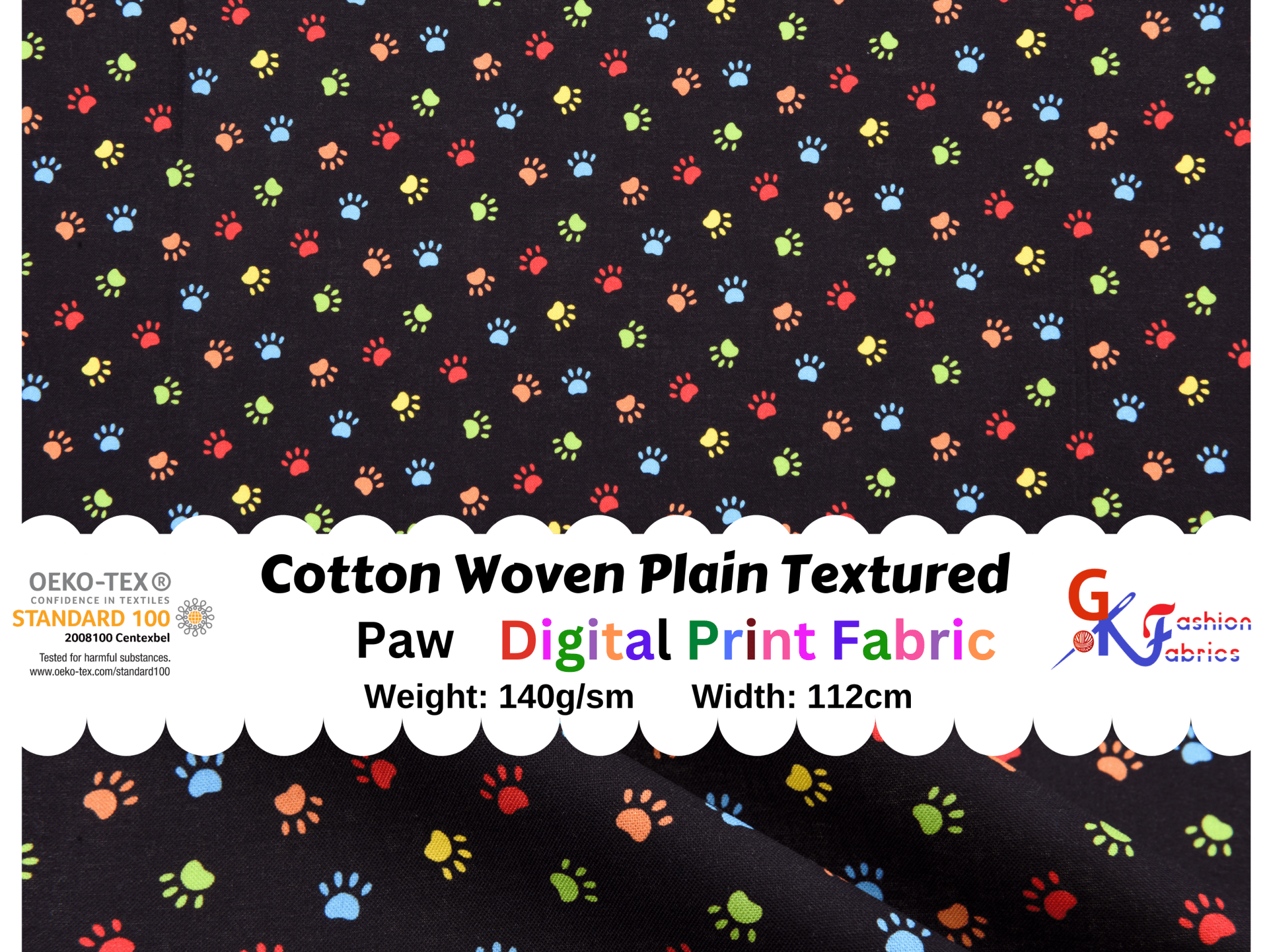 Quilted Cotton Woven Plain Textured Paw Digital Print Fabric - D#10 – G ...