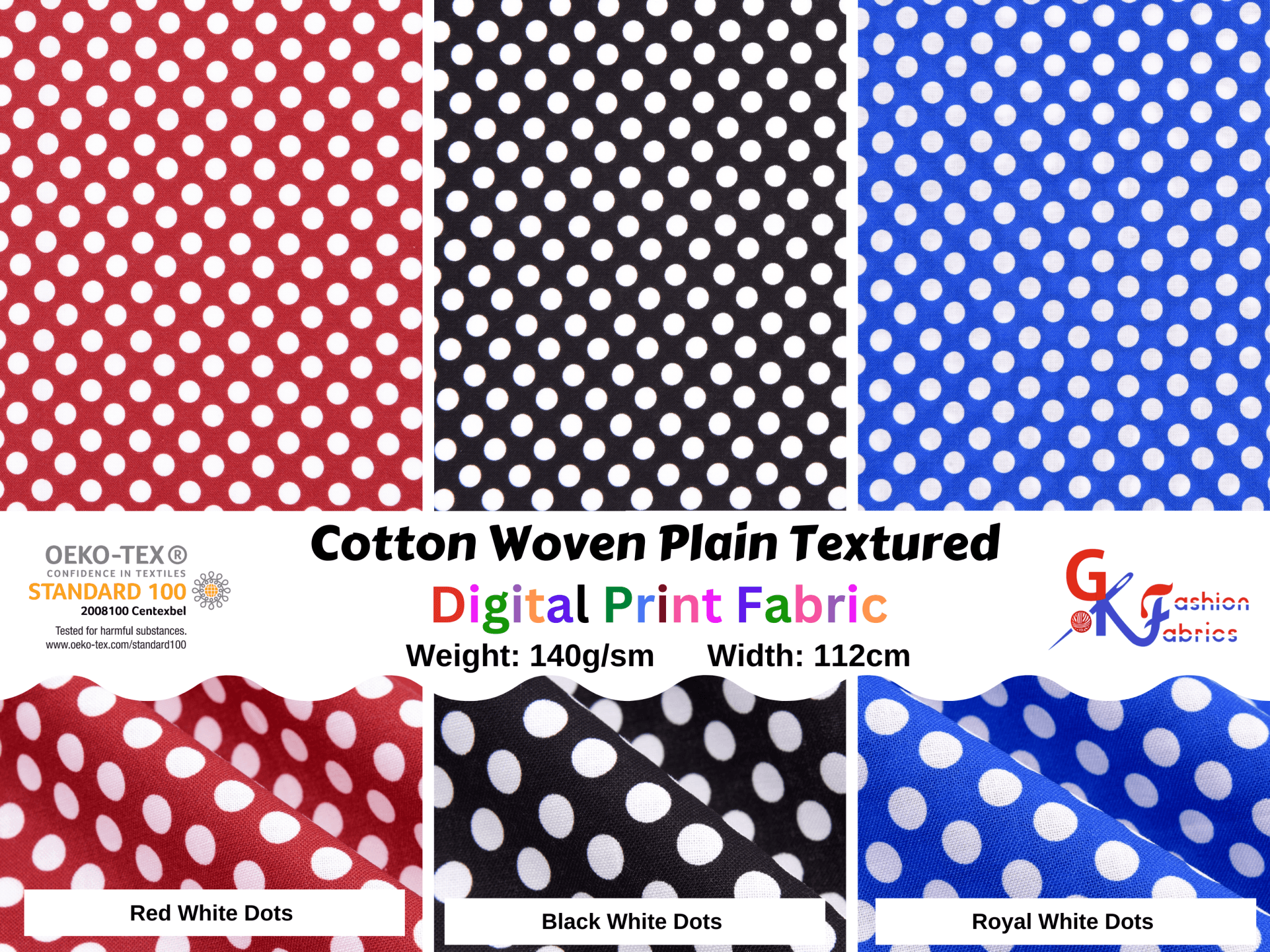 Quilted Cotton Woven Plain Textured Polka Dots Digital Print Fabric – G ...