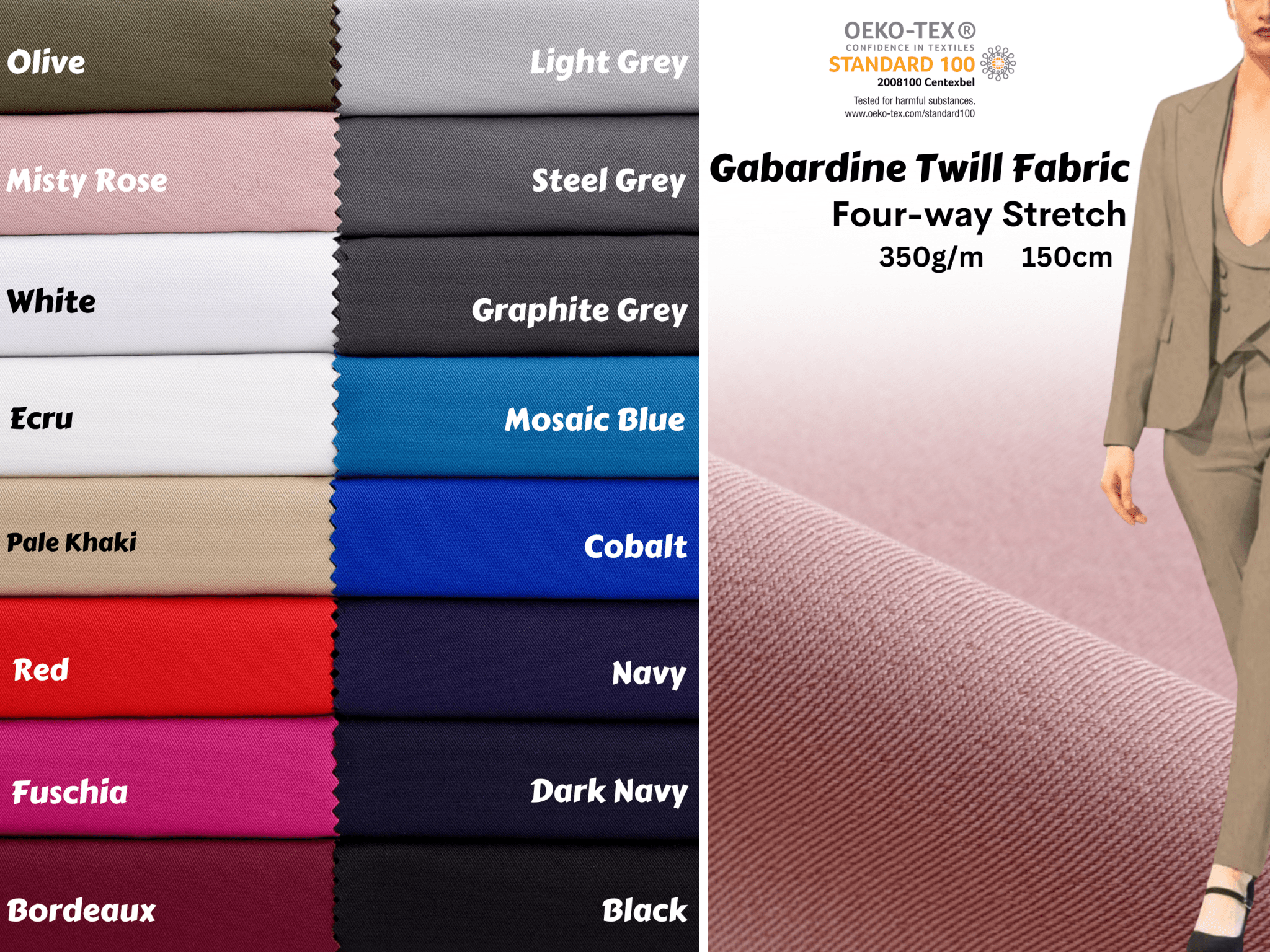 Gabardine Twill Suiting Four-way Stretch Fabric – G.k Fashion Fabrics