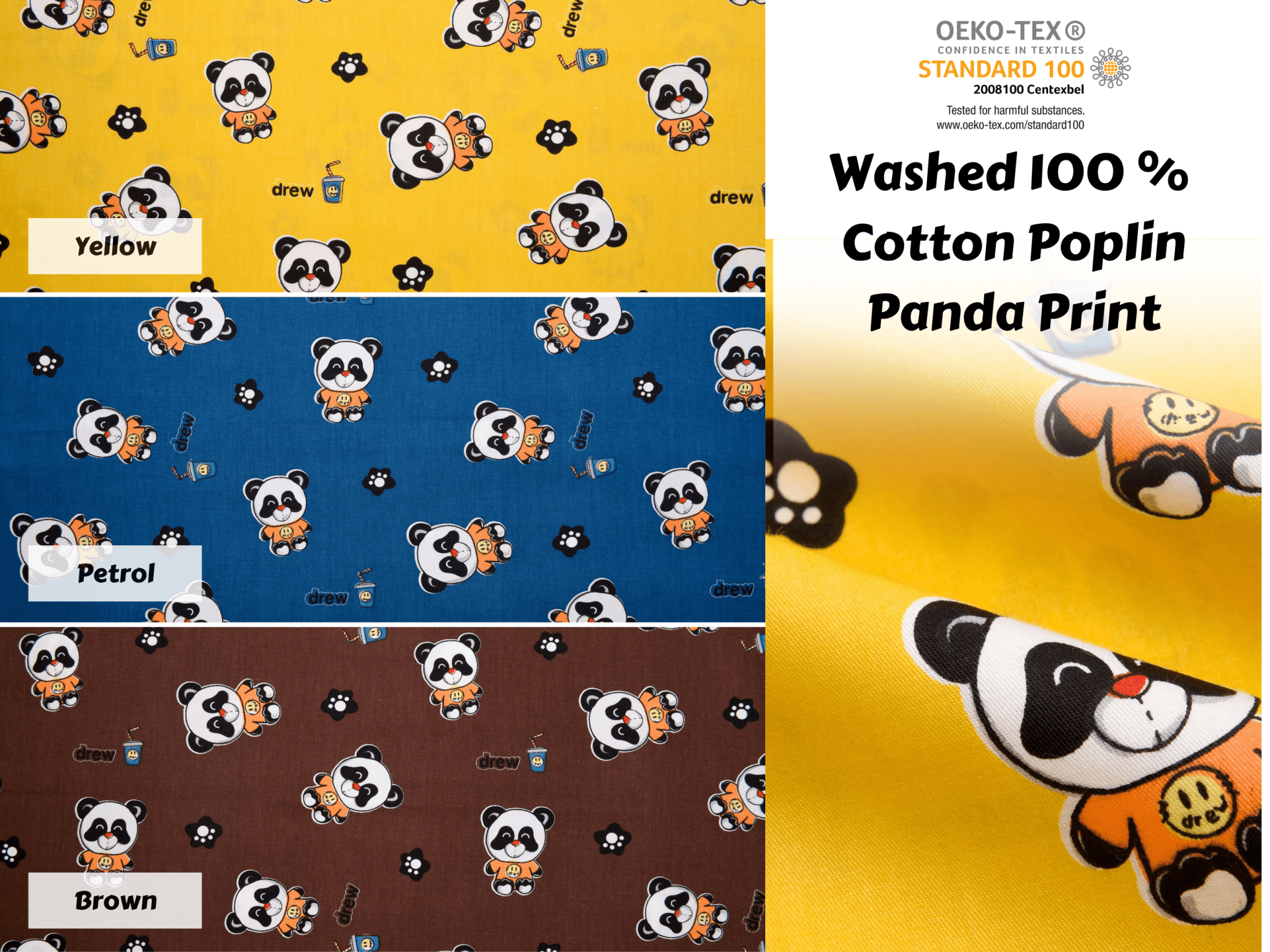 Washed 100 % Cotton Poplin, Panda Print Fabric. GK-006 – G.k Fashion ...